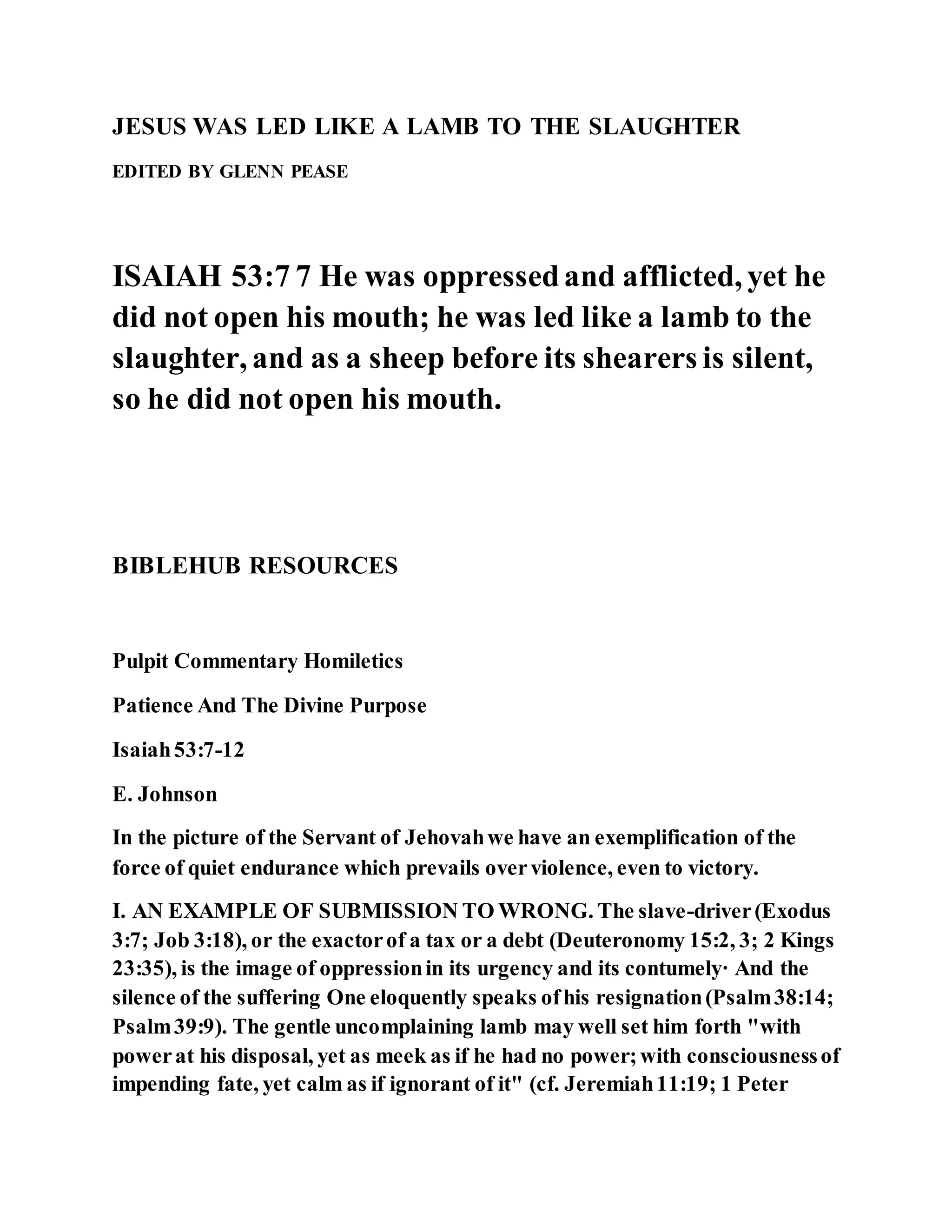 Jesus was led like a lamb to the slaughter | DOCX