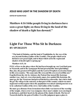 Jesus was light in the shadow of death | PDF