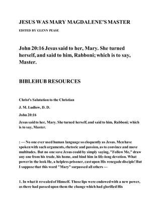 Jesus was mary magdalene's master | PDF