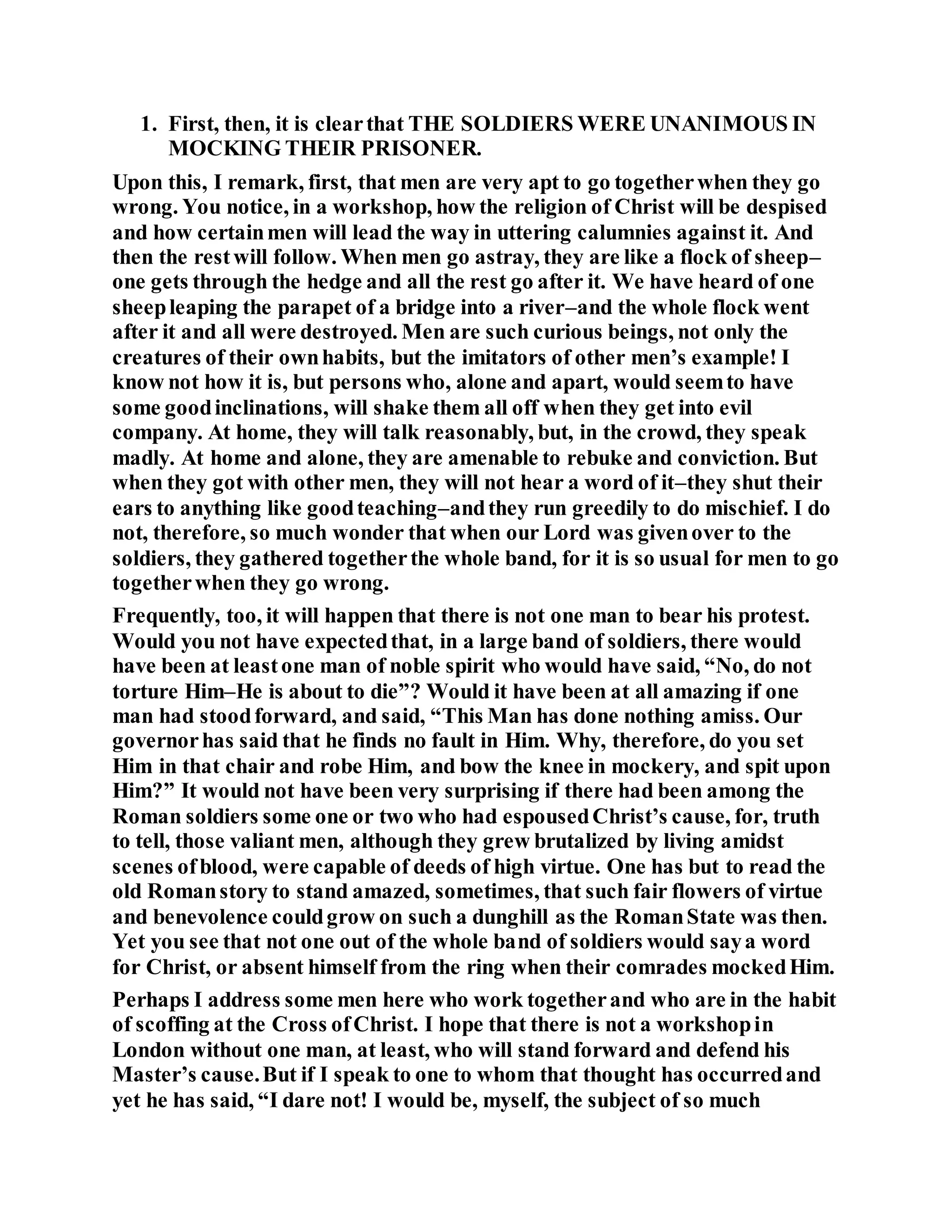 Jesus was mocked by the whole band of soldiers | DOCX