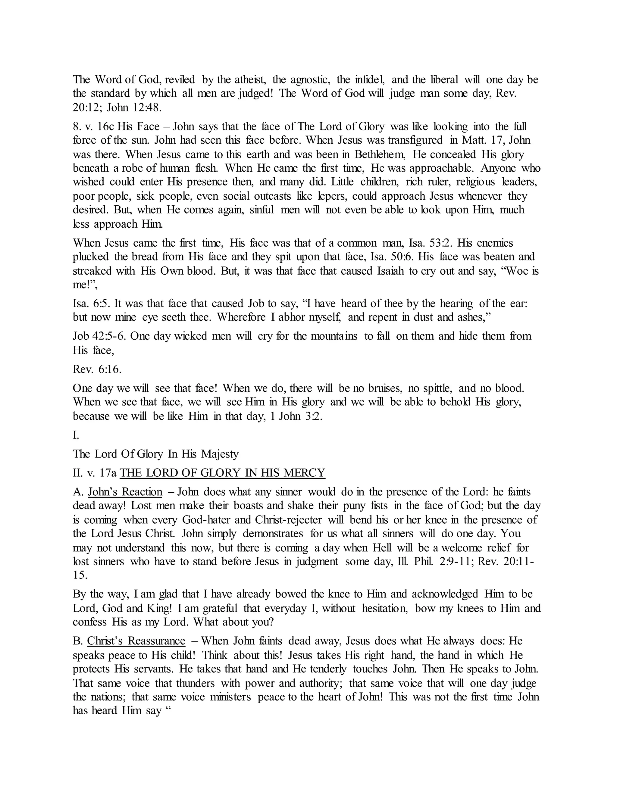 Jesus was of awesome appearance | DOCX