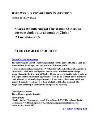 Jesus was our consolation in suffering | PDF