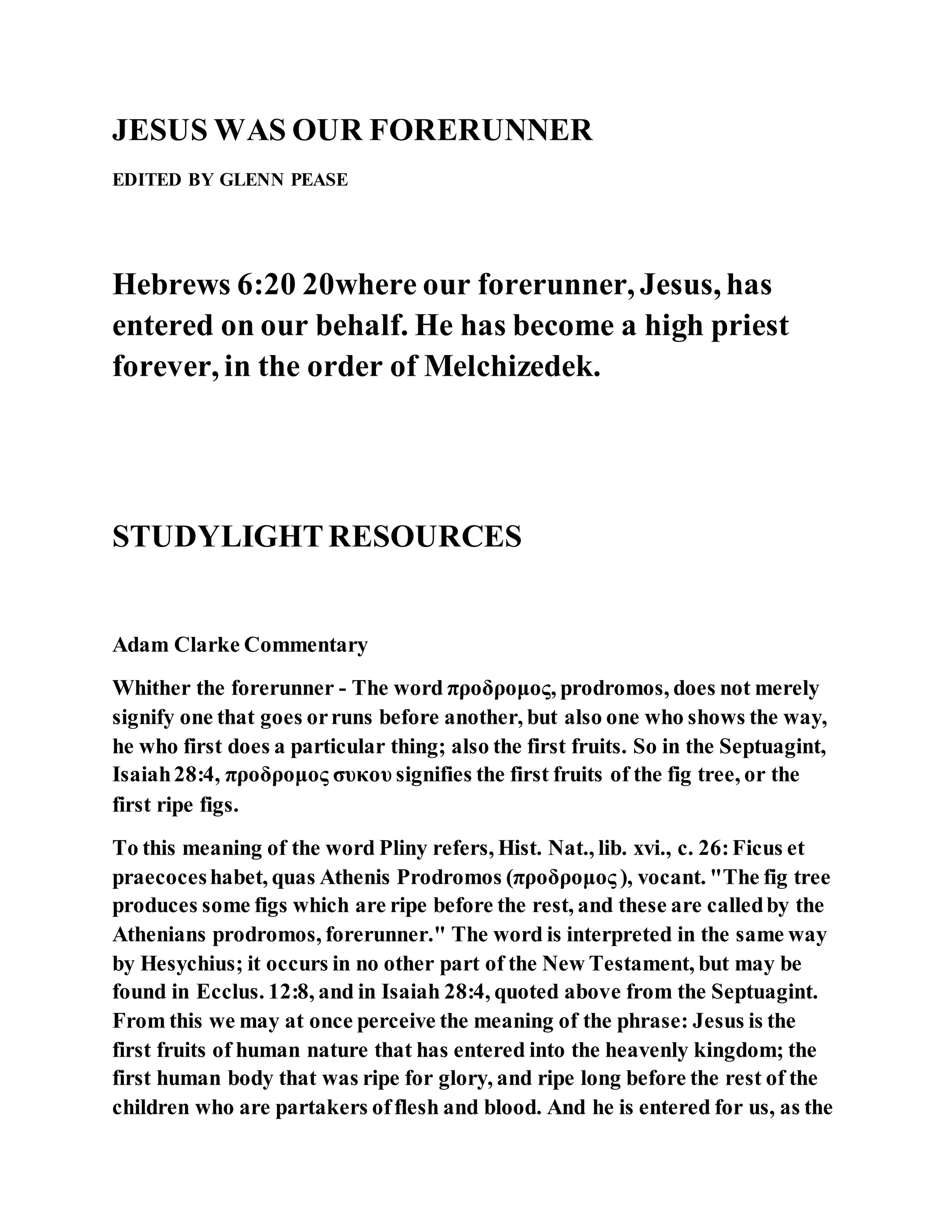 Jesus was our forerunner | PDF