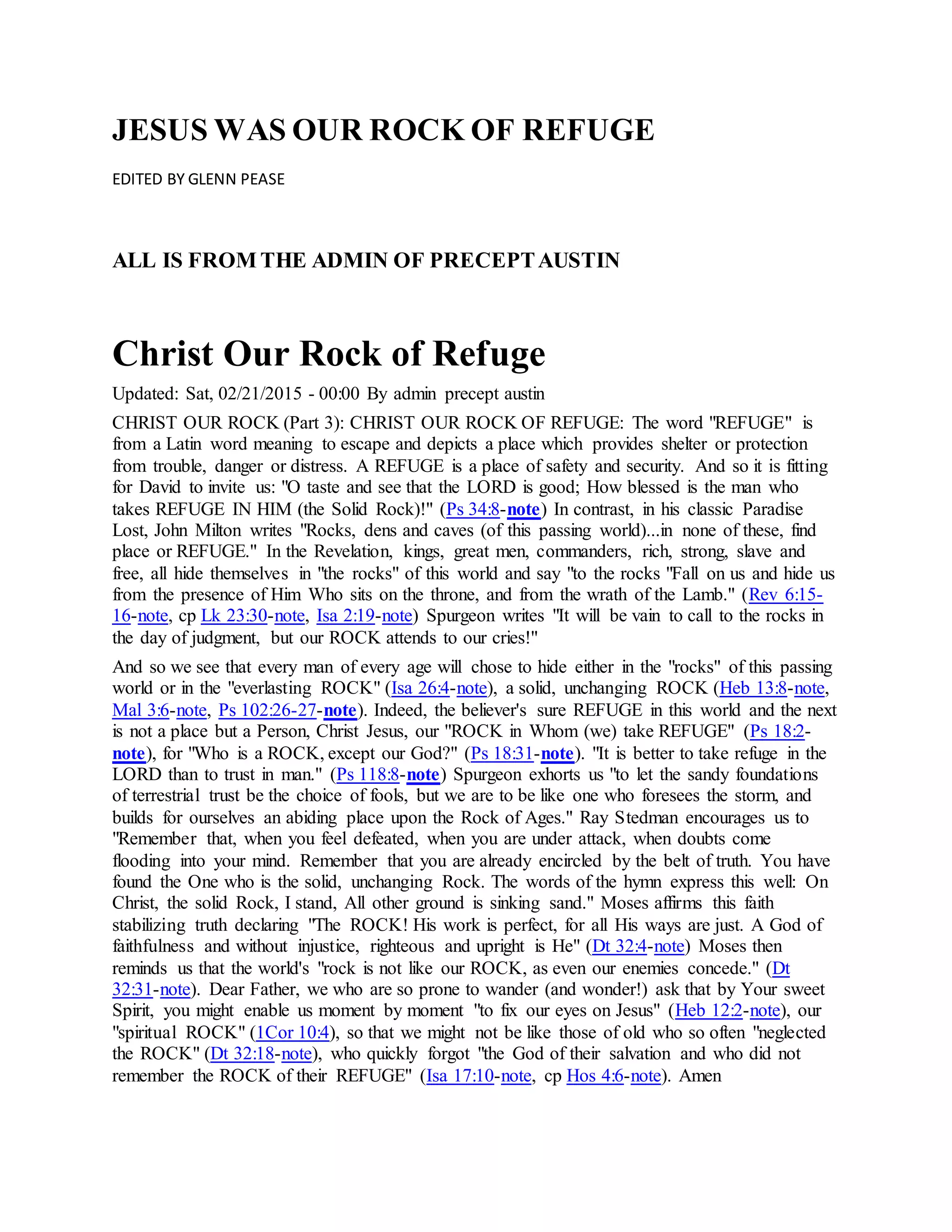 Jesus was our rock of refuge | DOCX