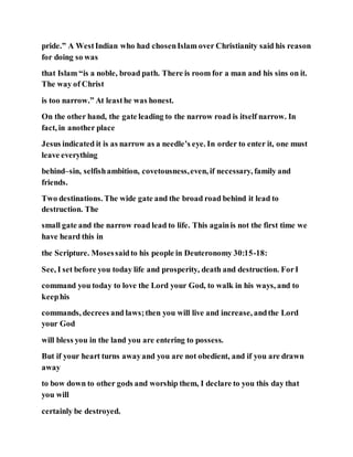 Jesus was pointing to a wide and narrow gate | DOCX