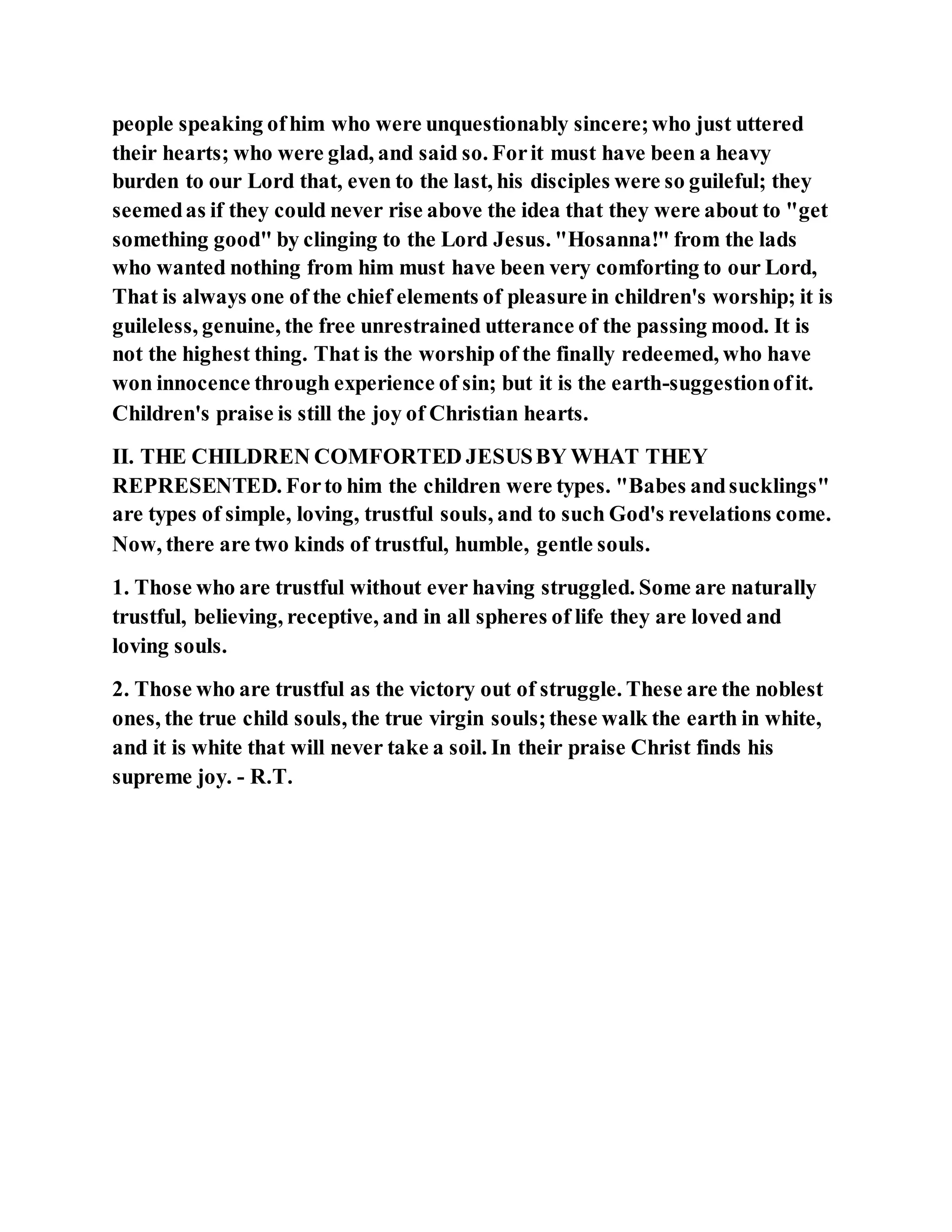 Jesus was praised by little children | DOCX