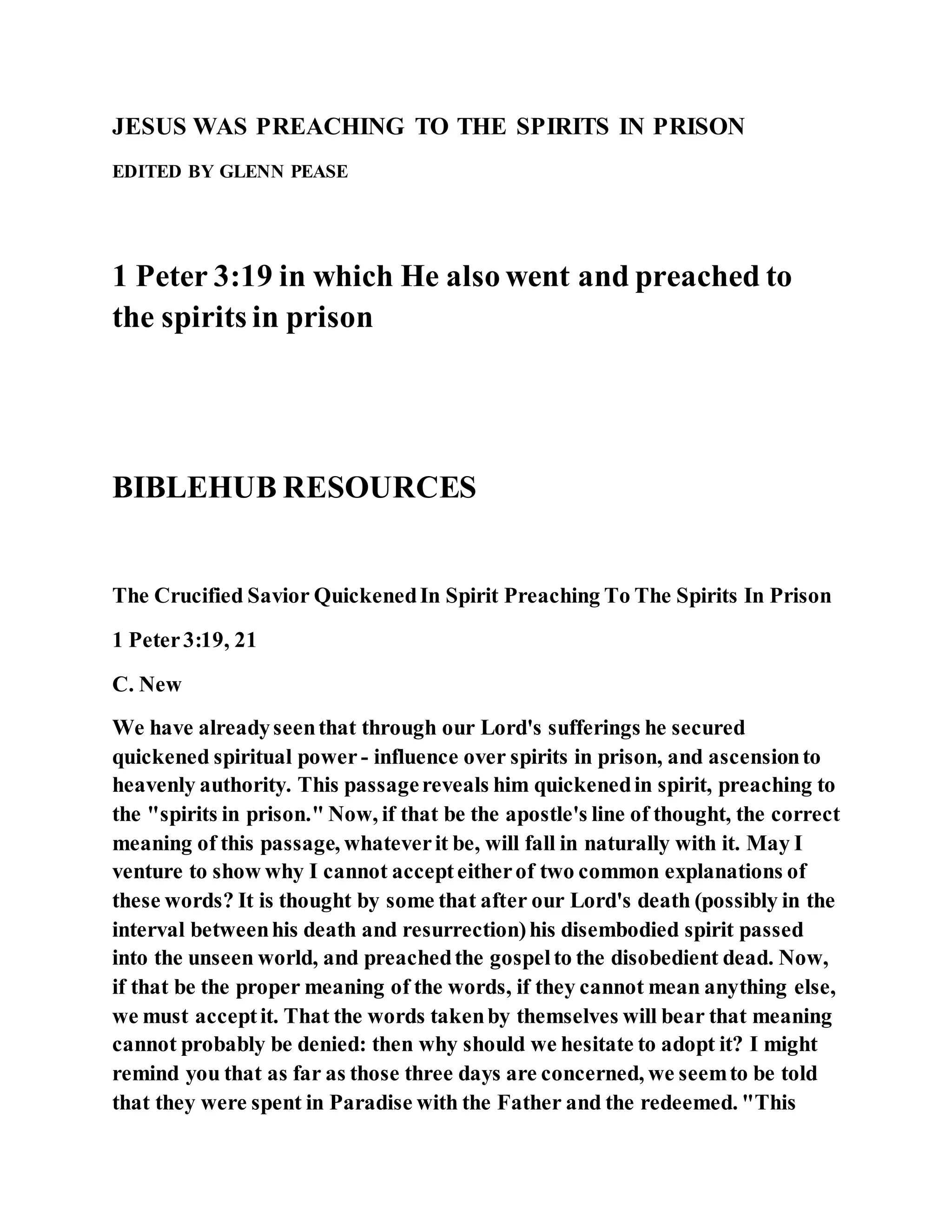 Jesus was preaching to the spirits in prison | PDF
