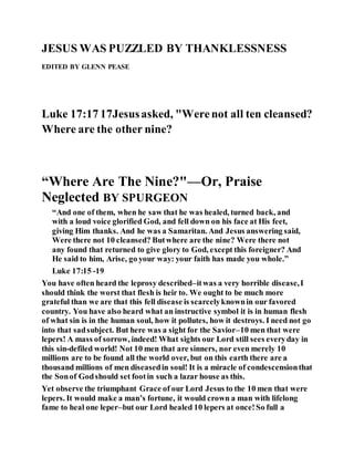 Jesus was puzzled by thanklessness | PDF