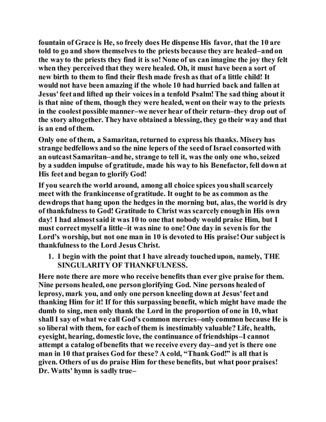 Jesus was puzzled by thanklessness | PDF