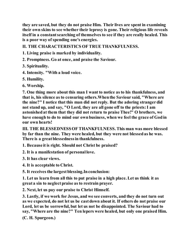 Jesus was puzzled by thanklessness | PDF