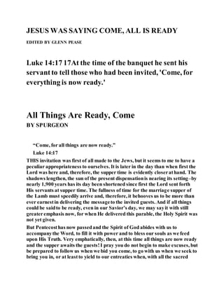 Jesus was saying come, all is ready | PDF