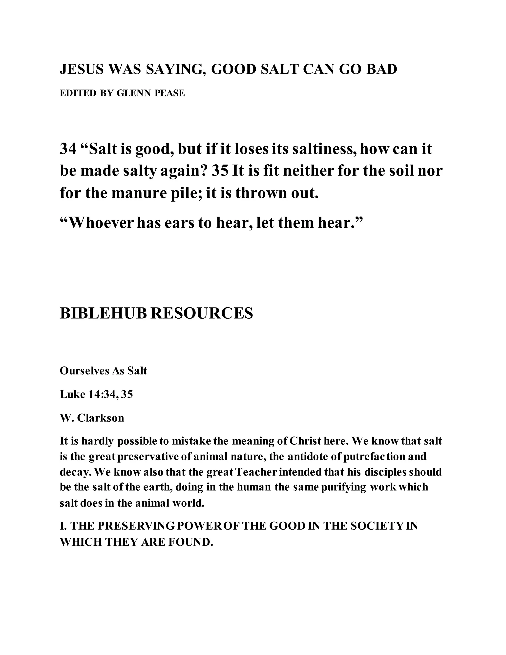 Jesus was saying, good salt can go bad | PDF