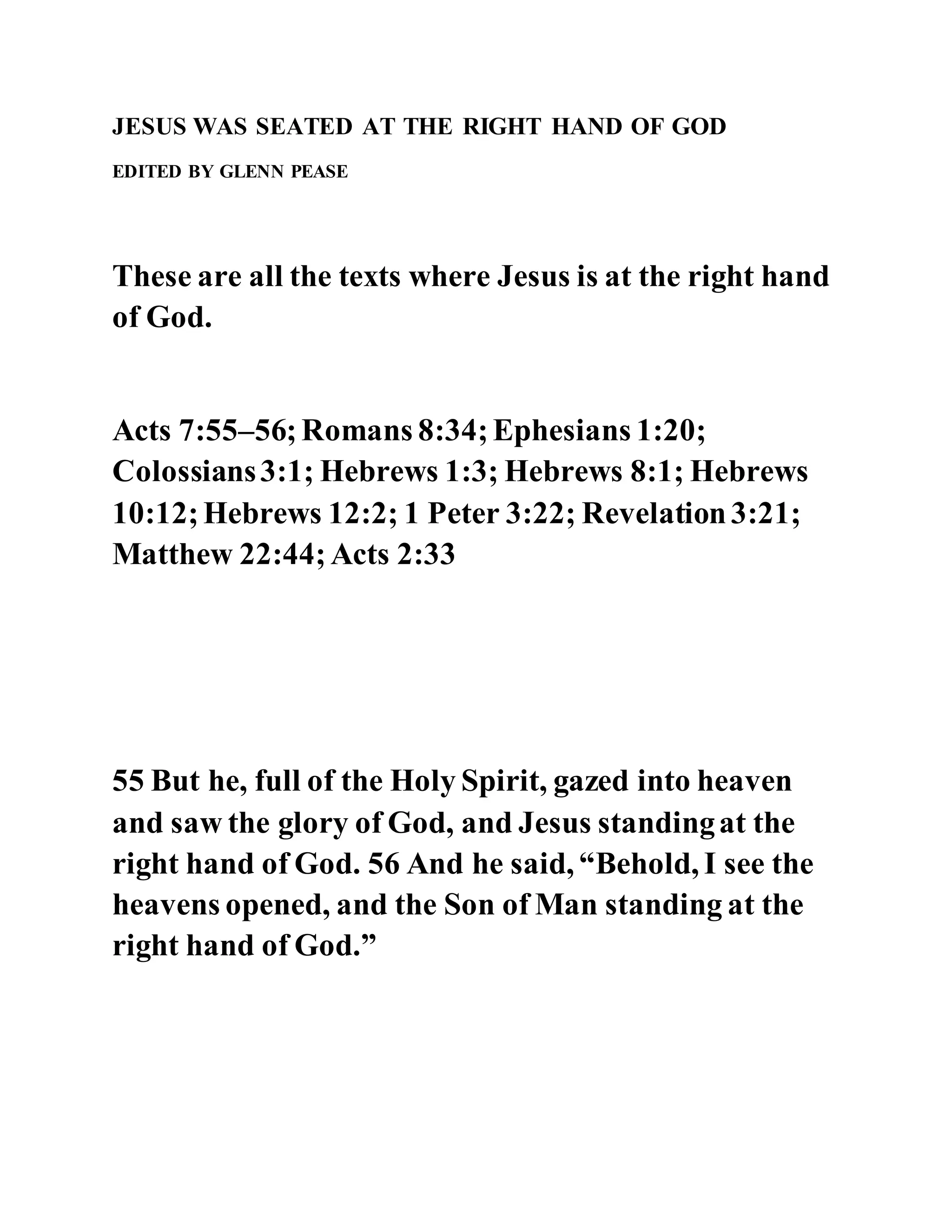 Jesus was seated at the right hand of god | DOCX