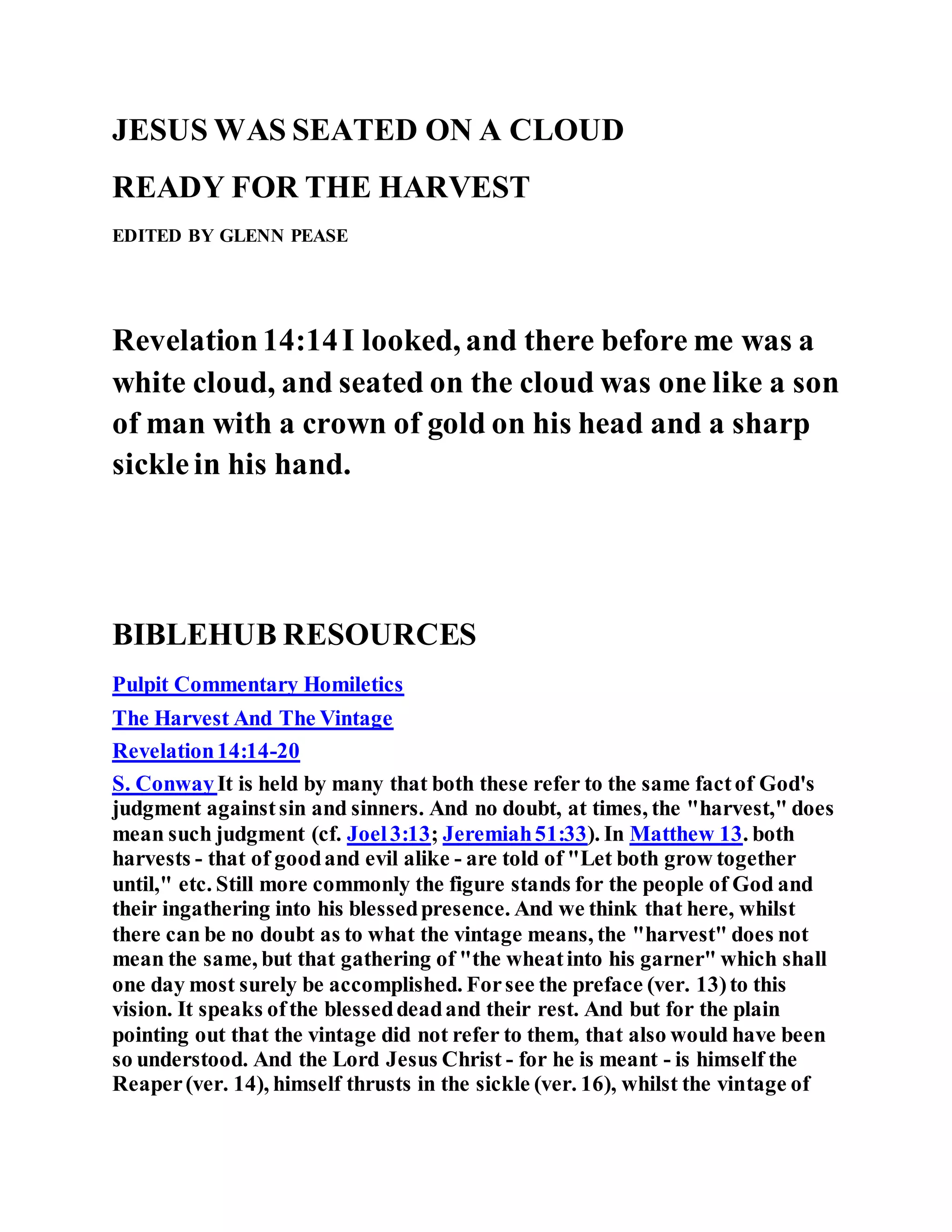 Jesus was seated on a cloud | DOCX