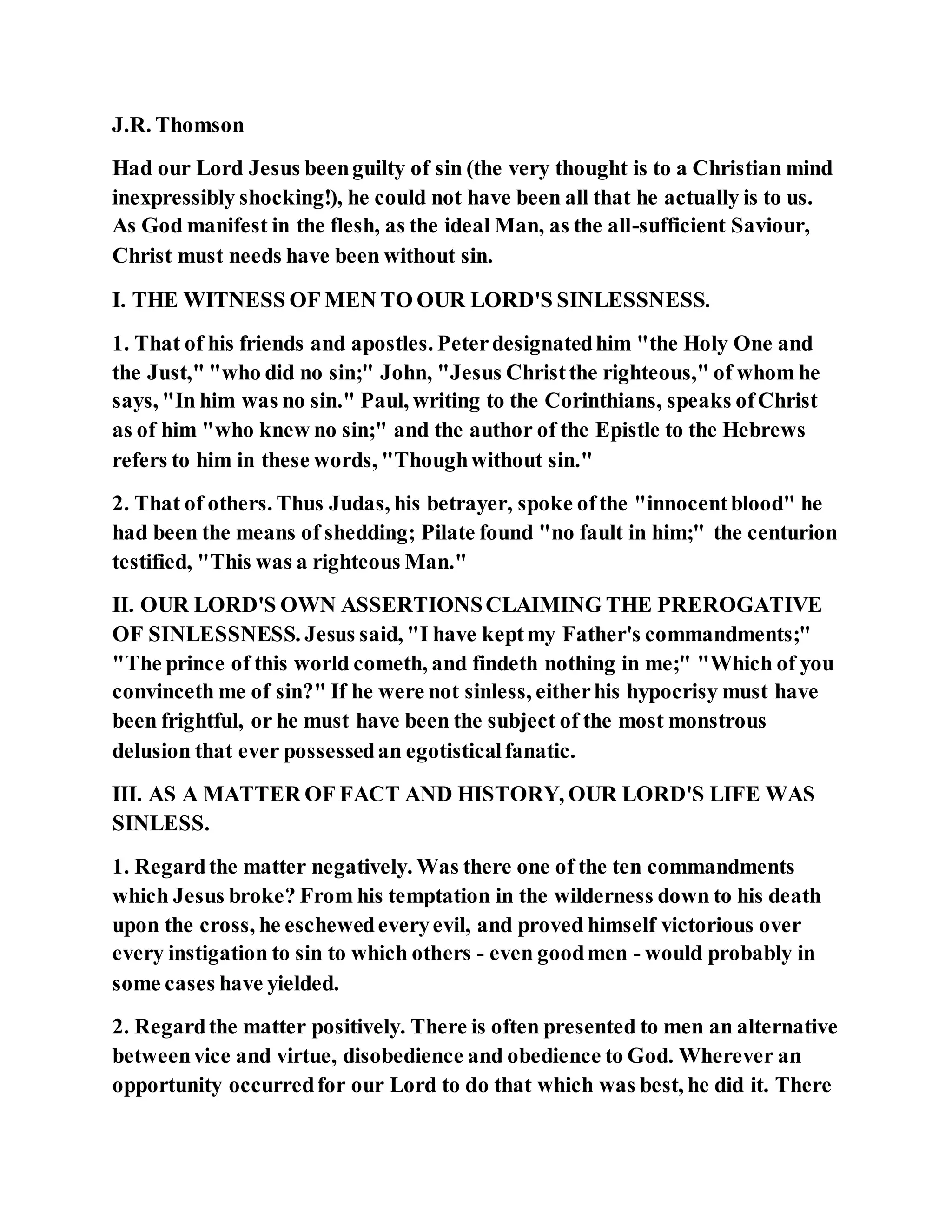 Jesus was sinless | PDF