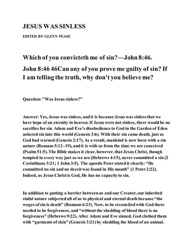 Jesus was sinless | DOCX