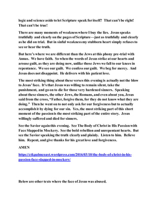 Jesus was slapped in the face | DOCX