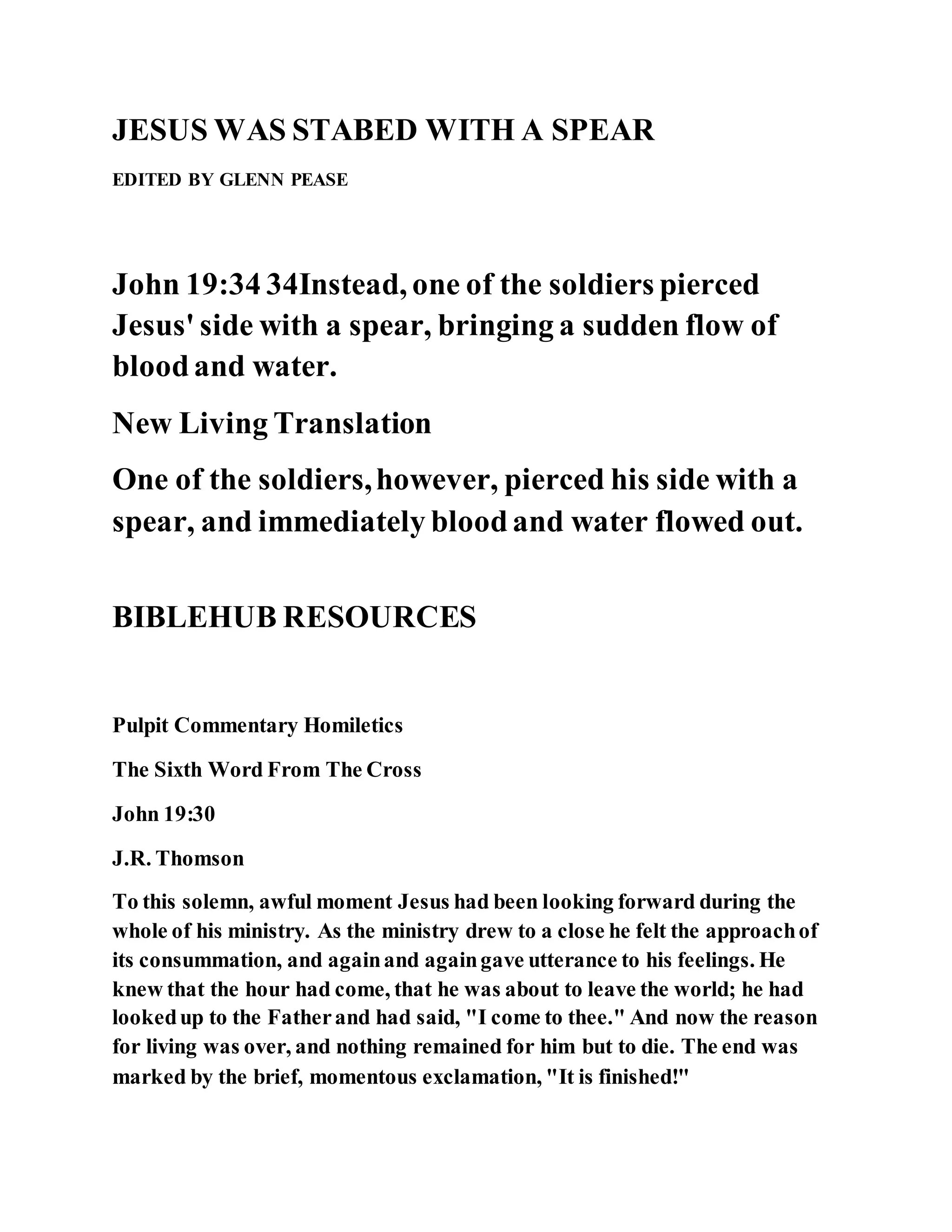 Jesus was stabbed with a spear | DOCX