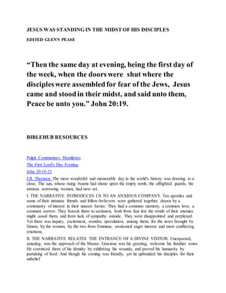 Jesus was standing in the midst of his disciples | PDF