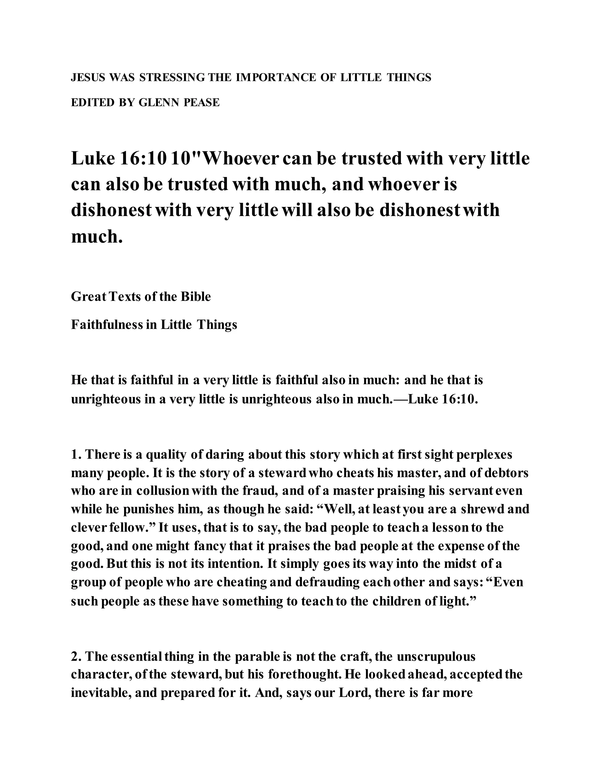 Jesus was stressing the importance of little things | PDF