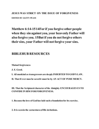 Jesus was strict on the issue of forgiveness | PDF