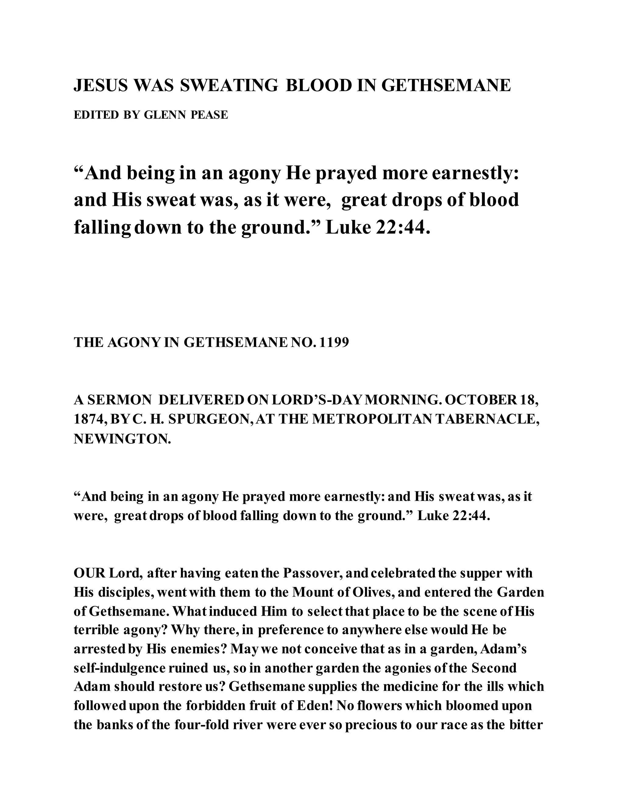 Jesus was sweating blood in gethsemane | DOCX | Christianity | Religion ...