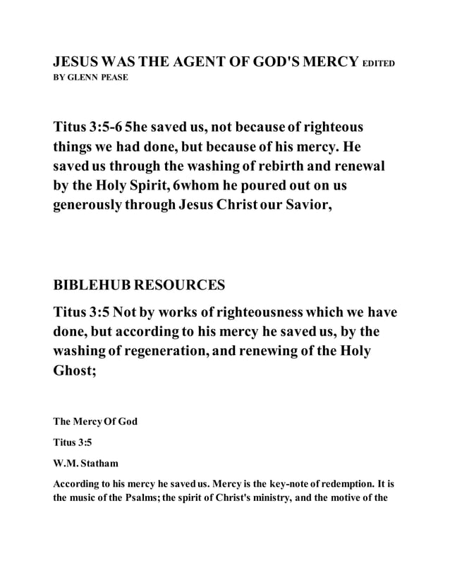 Jesus was the agent of god's mercy | PDF