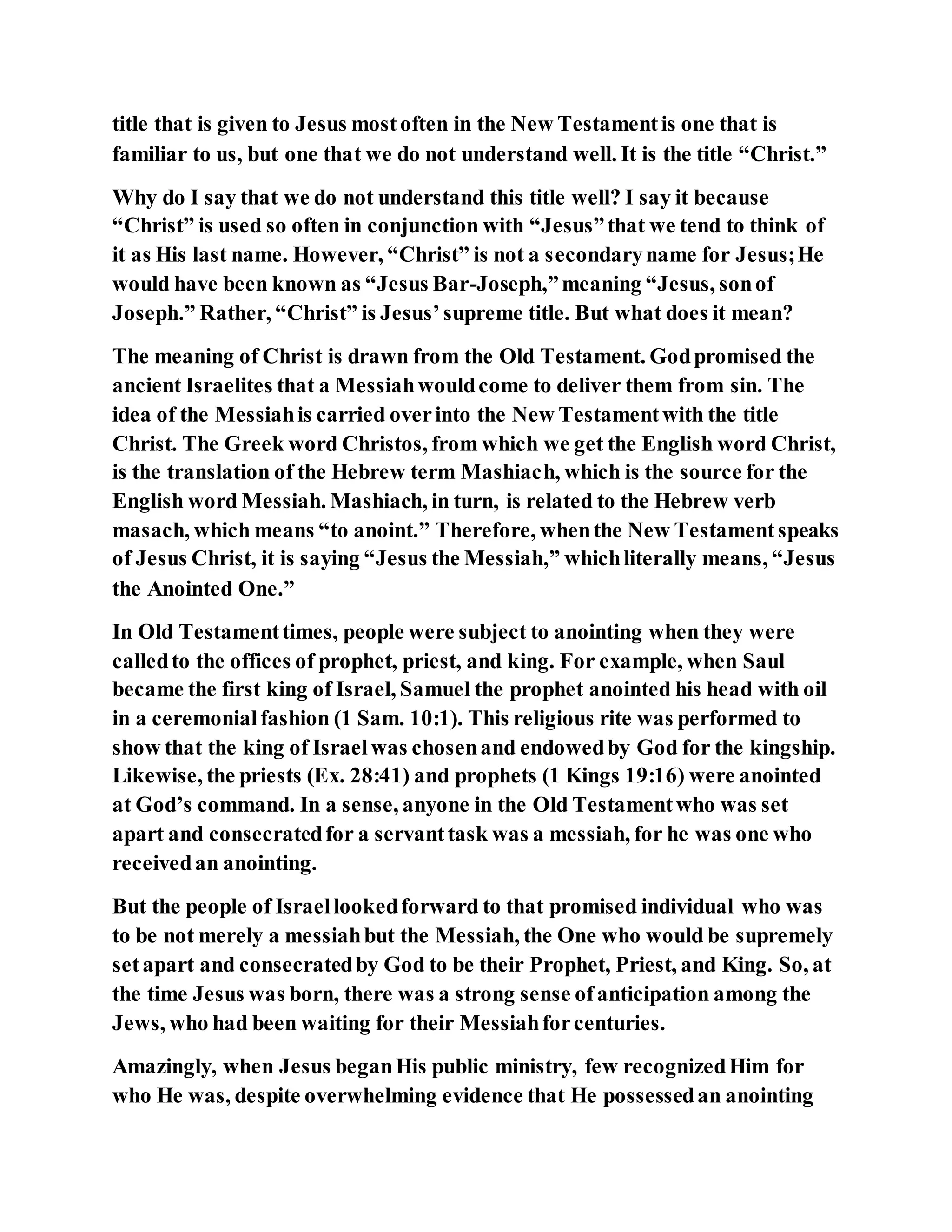 Jesus was the anointed one | DOCX