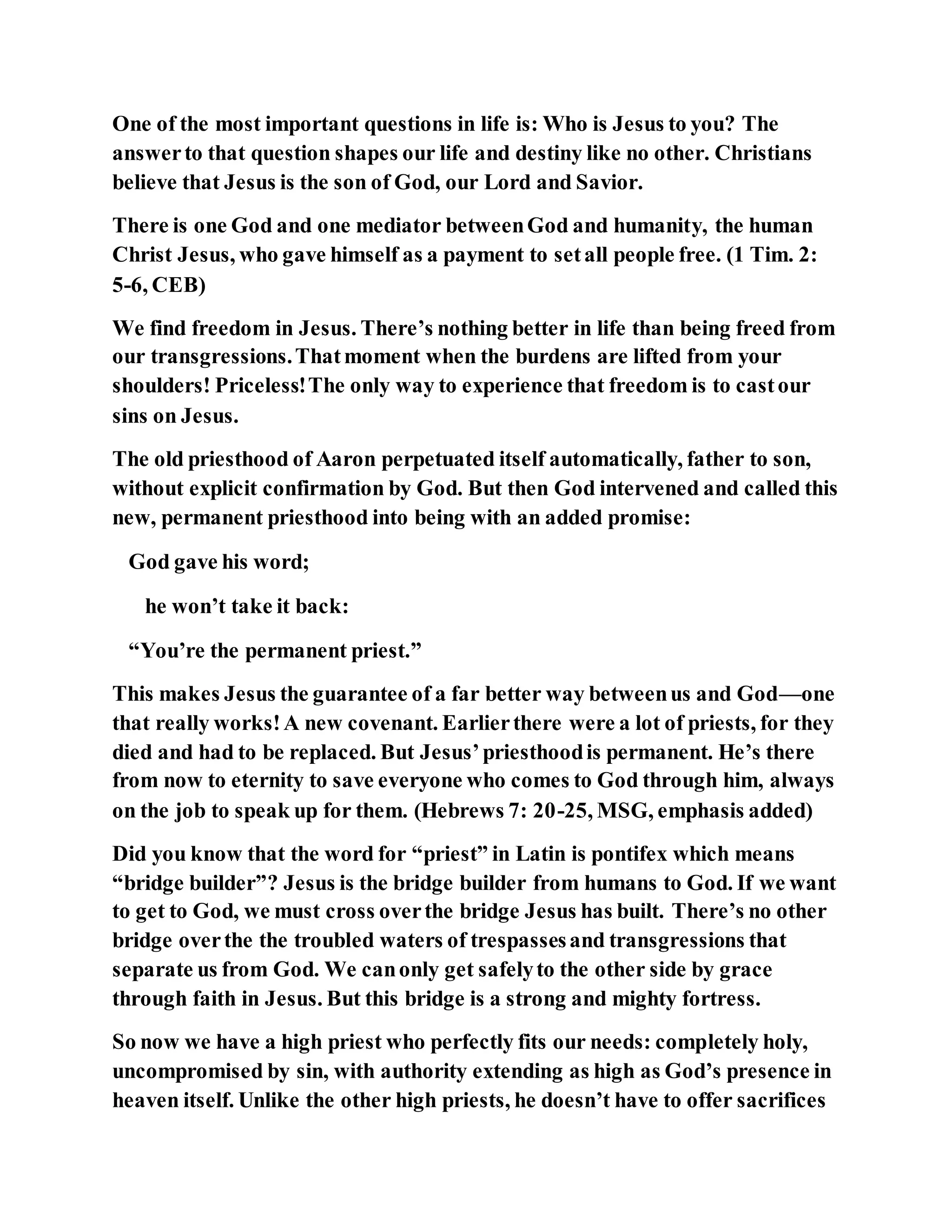 Jesus was the bridge | DOCX