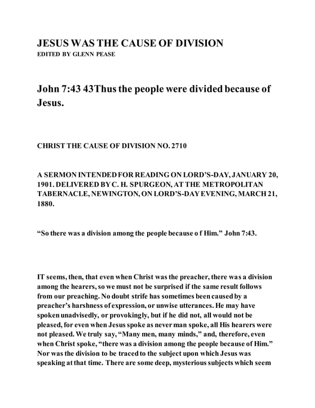 Jesus was the cause of division | PDF