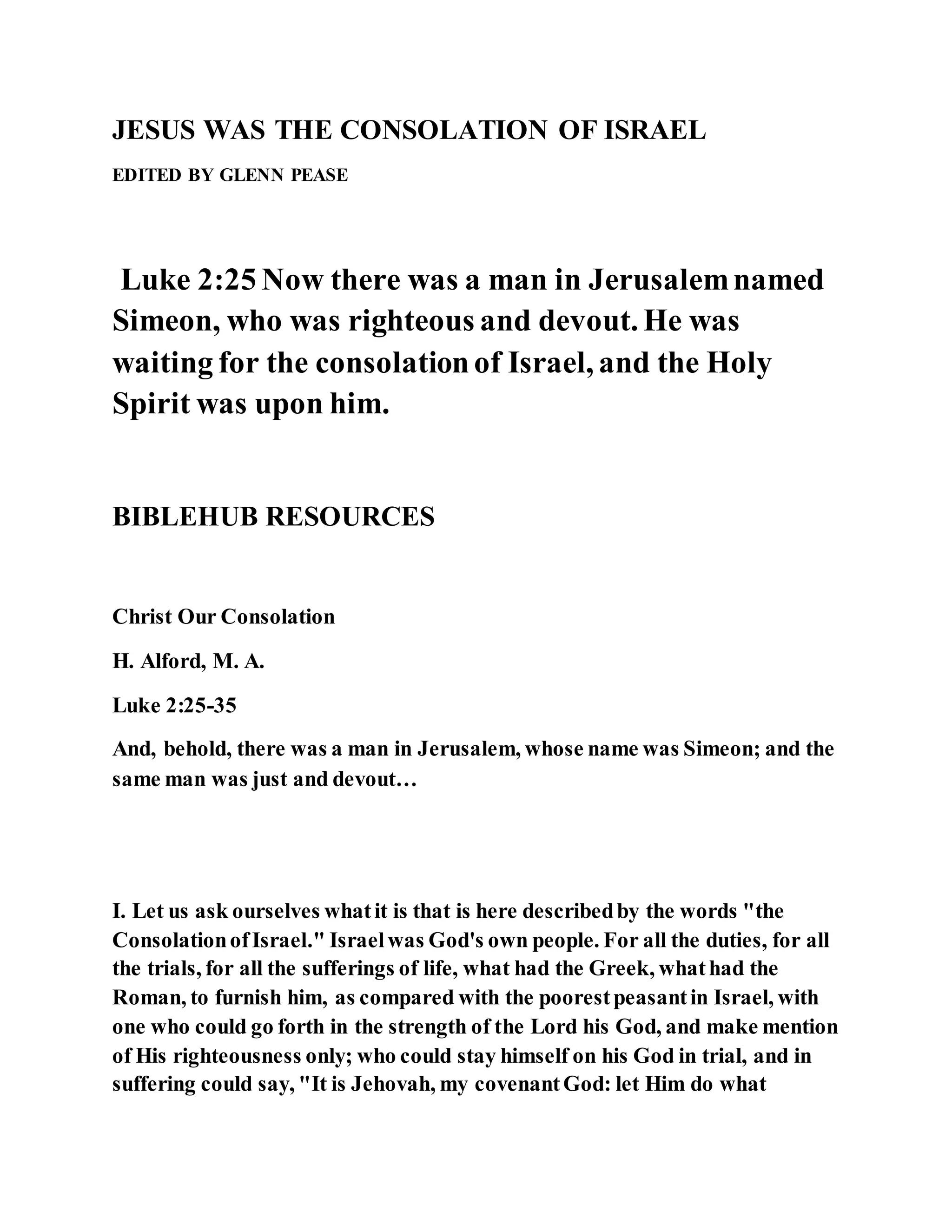 Jesus was the consolation of israel | DOCX