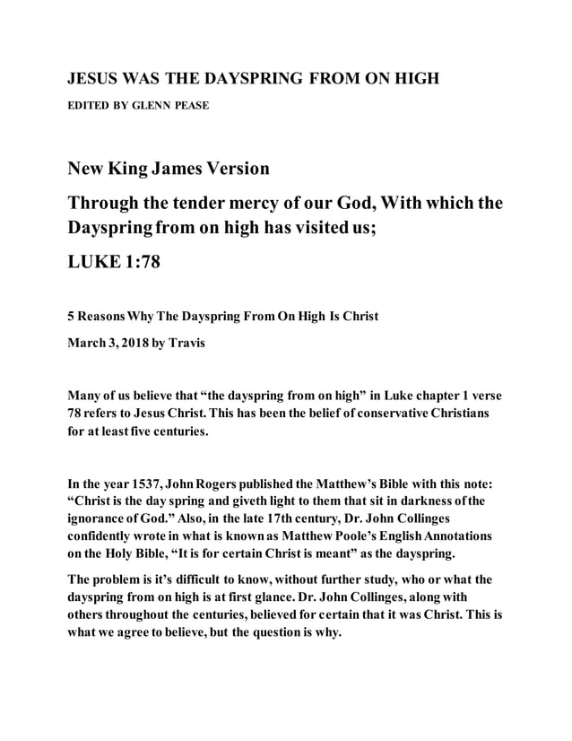 Jesus was the dayspring from on high | PDF