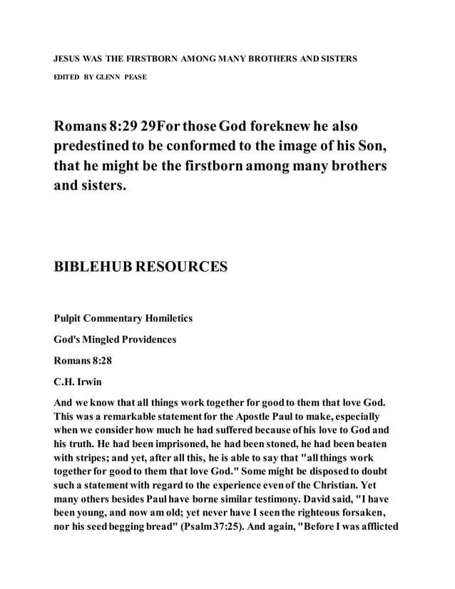 Jesus was the firstborn among many brothers and sisters | PDF