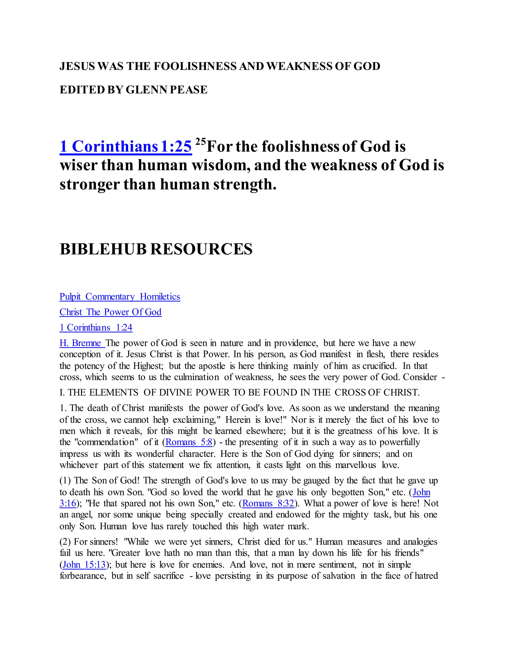 Jesus was the foolishness and weakness of god | PDF