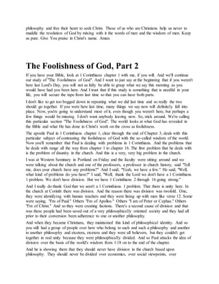 Jesus was the foolishness and weakness of god | PDF