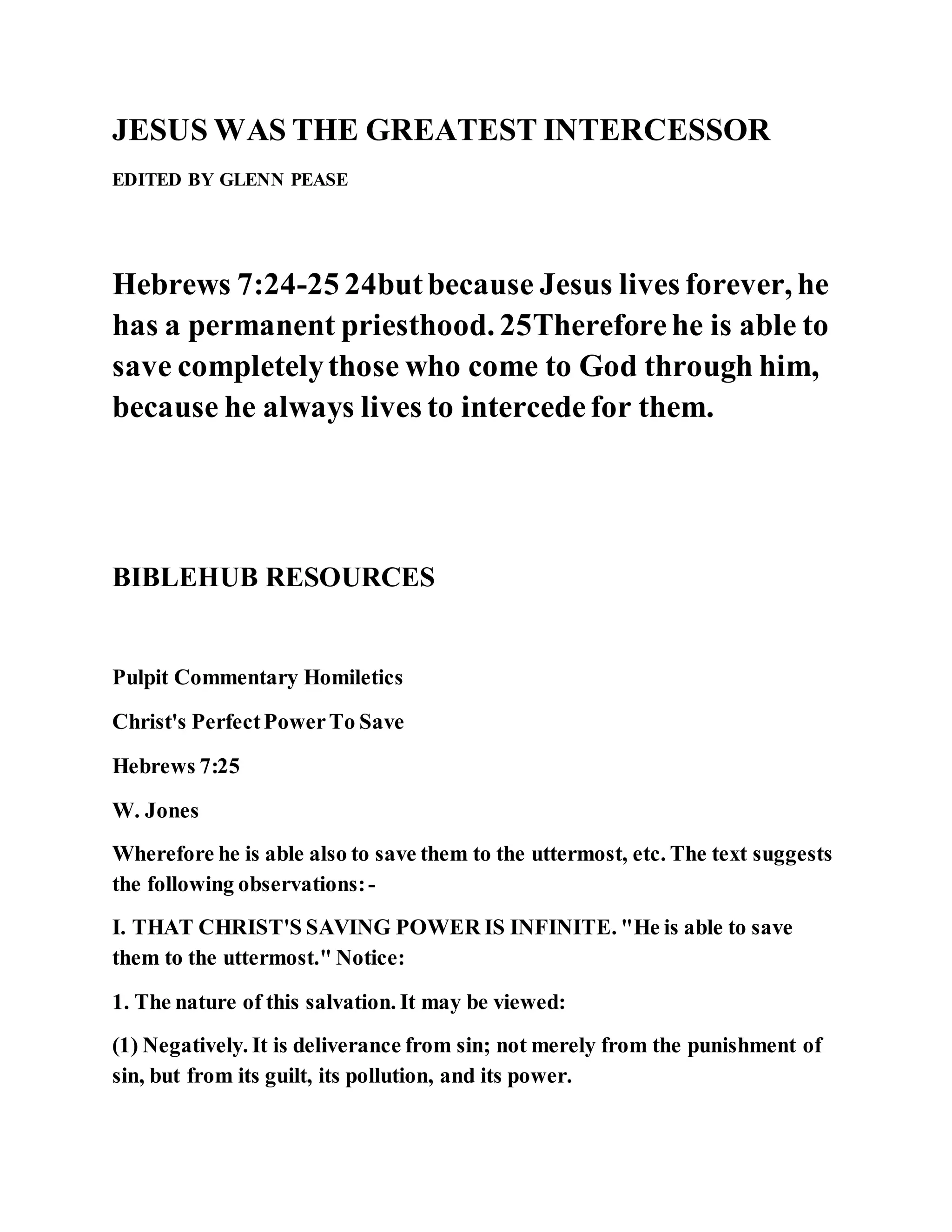 Jesus was the greatest intercessor | PDF