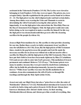 Jesus was the high priest | DOCX