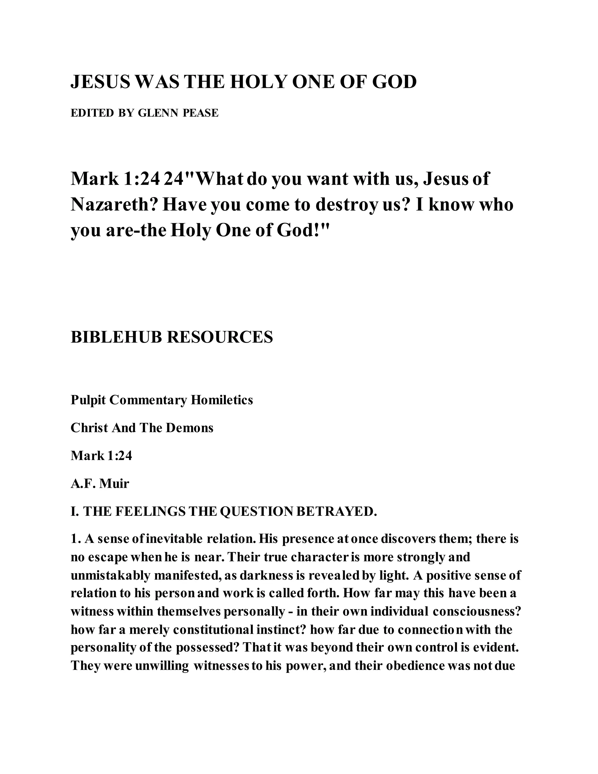 Jesus was the holy one of god | PDF