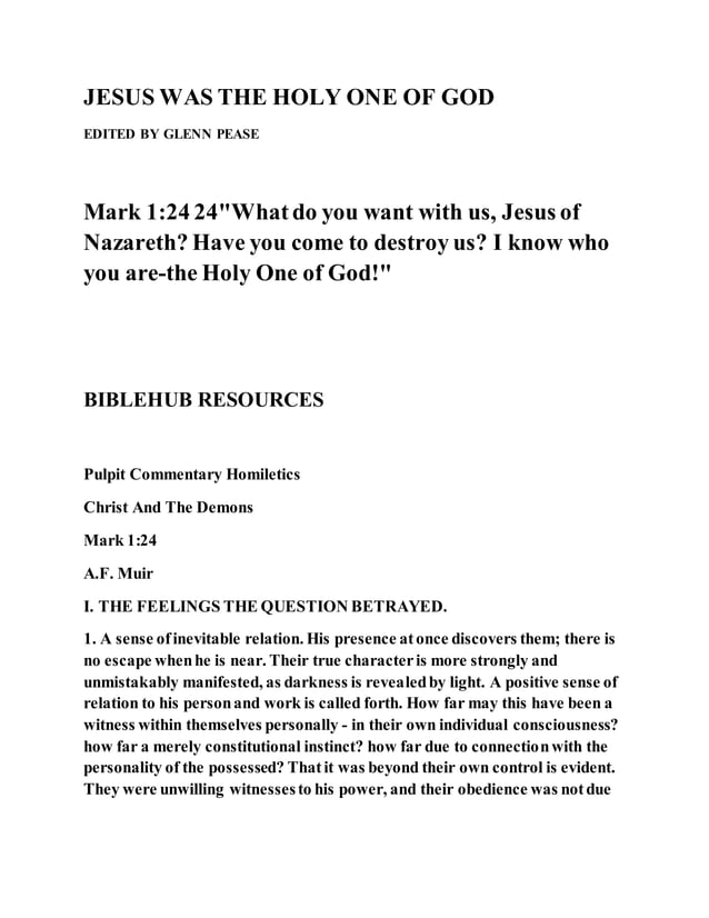 Jesus was the holy one of god | PDF