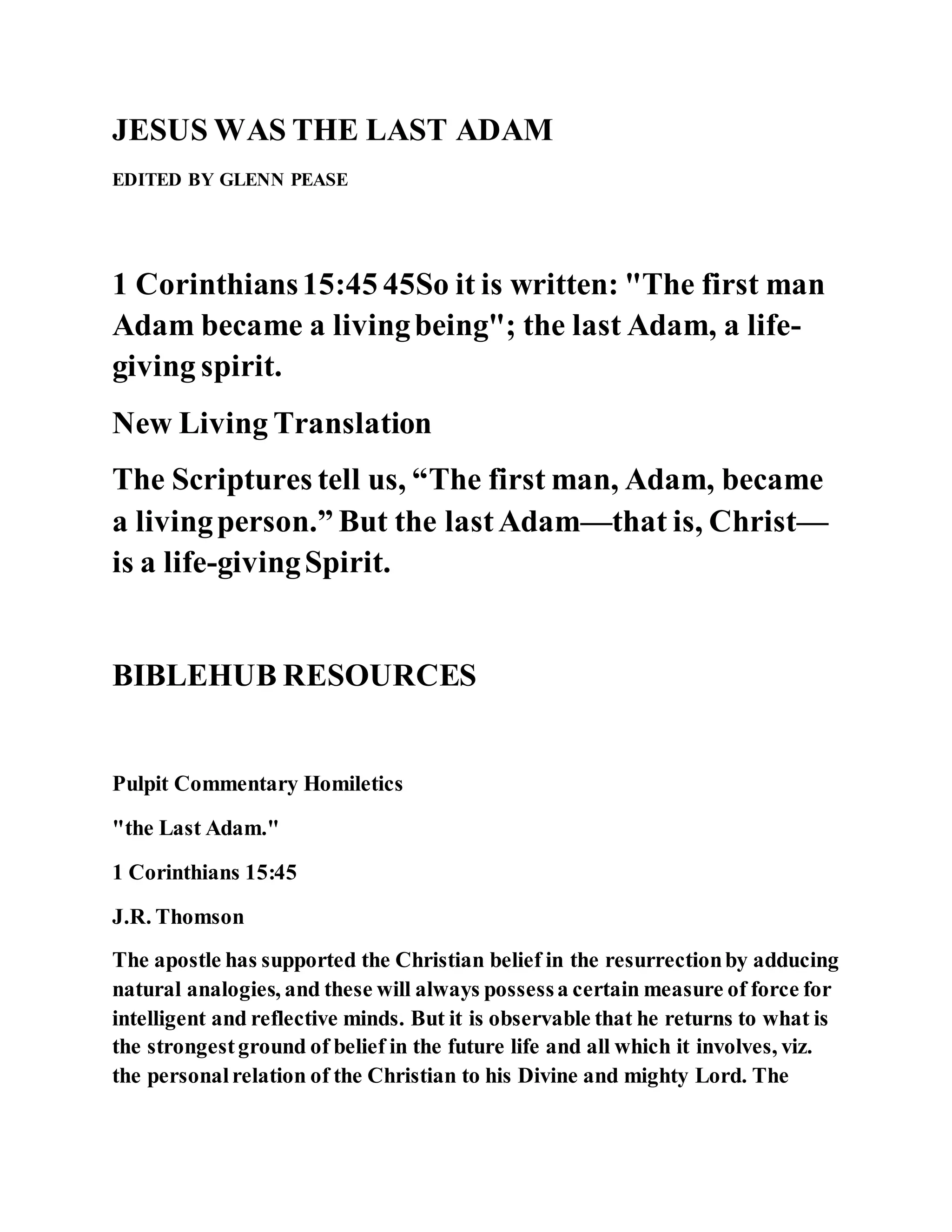 Jesus was the last adam | PDF