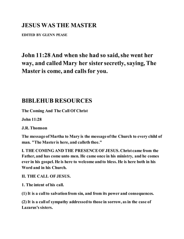 Jesus was the master | PDF