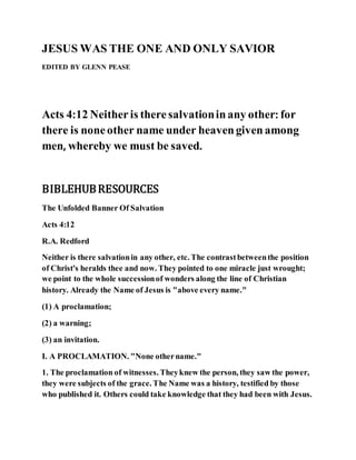 Jesus was the one and only savior | PDF