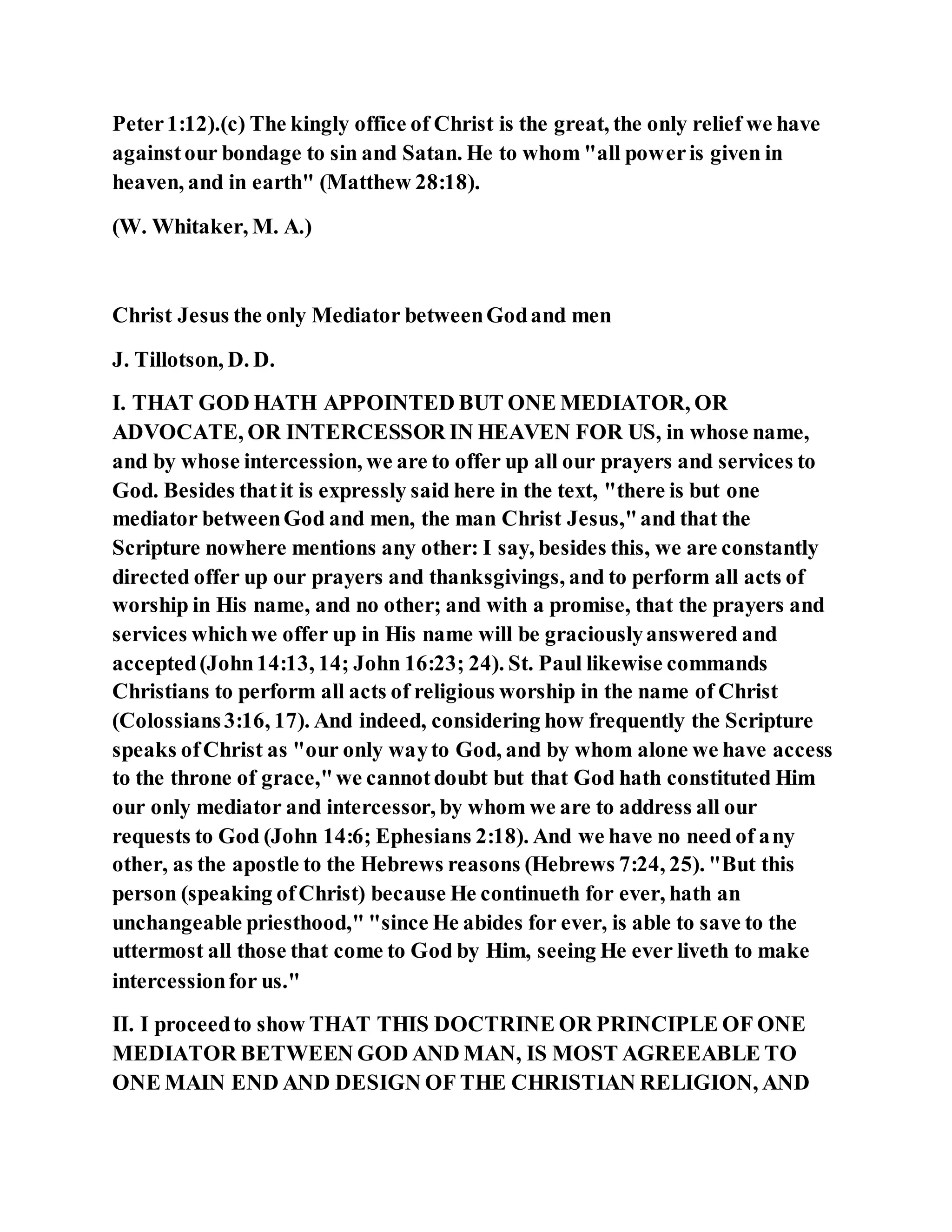 Jesus was the one mediator | DOCX