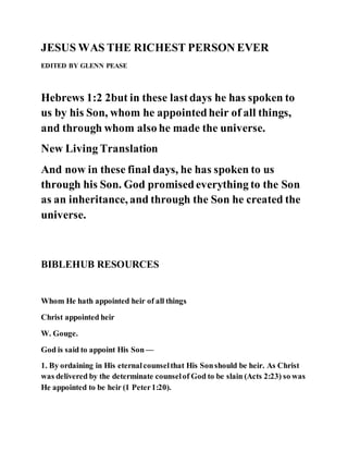 Jesus was the richest person ever | PDF