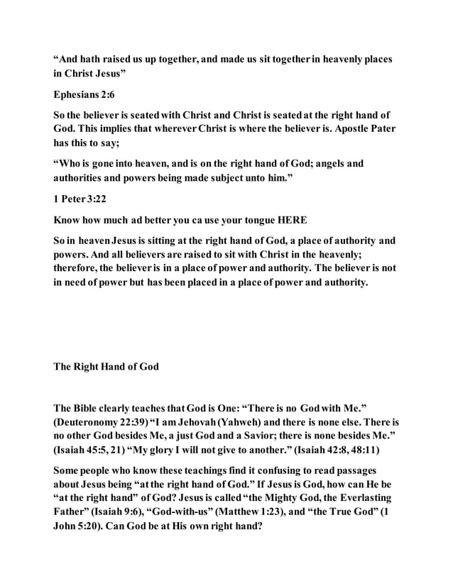 Jesus was the right hand of god | PDF