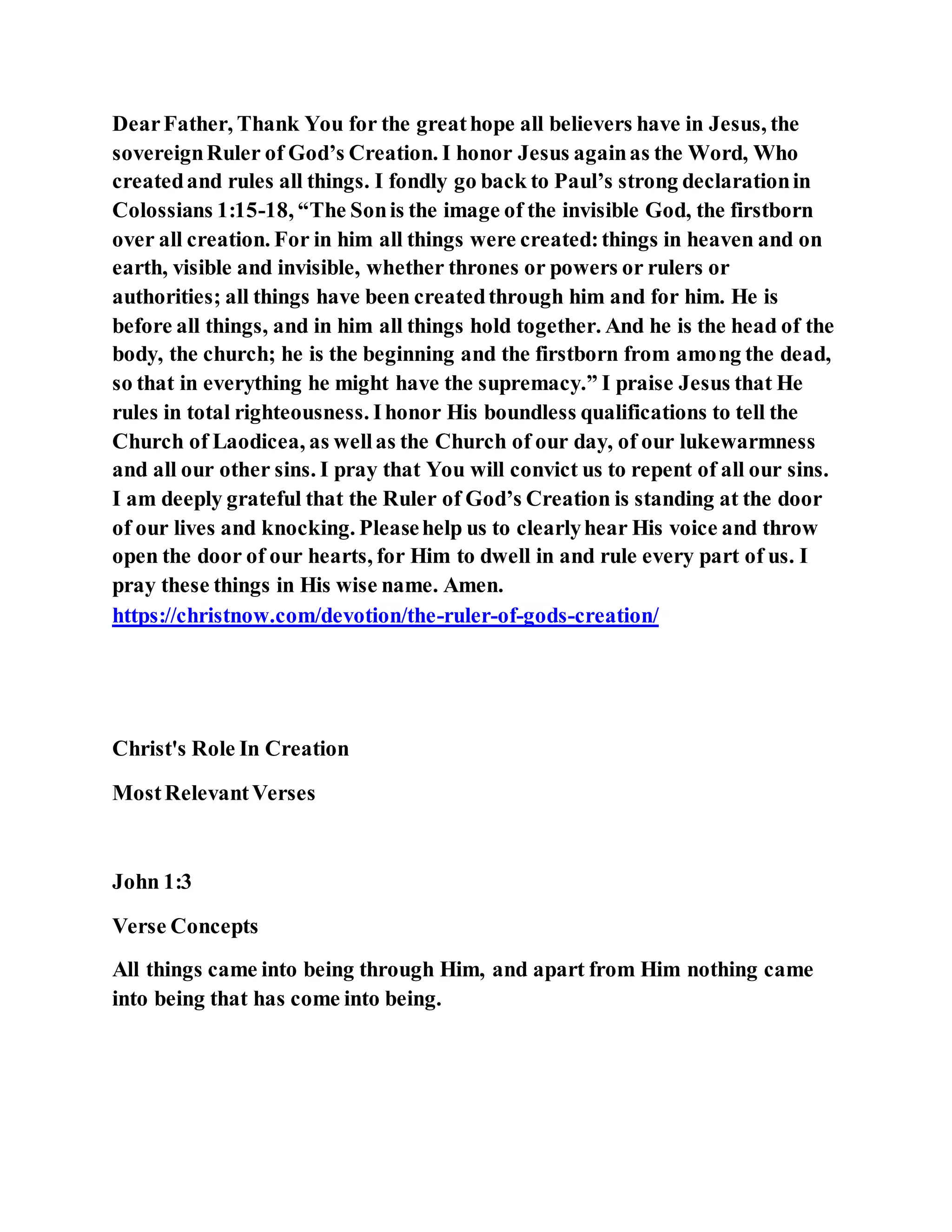 Jesus was the ruler of god's creation | PDF