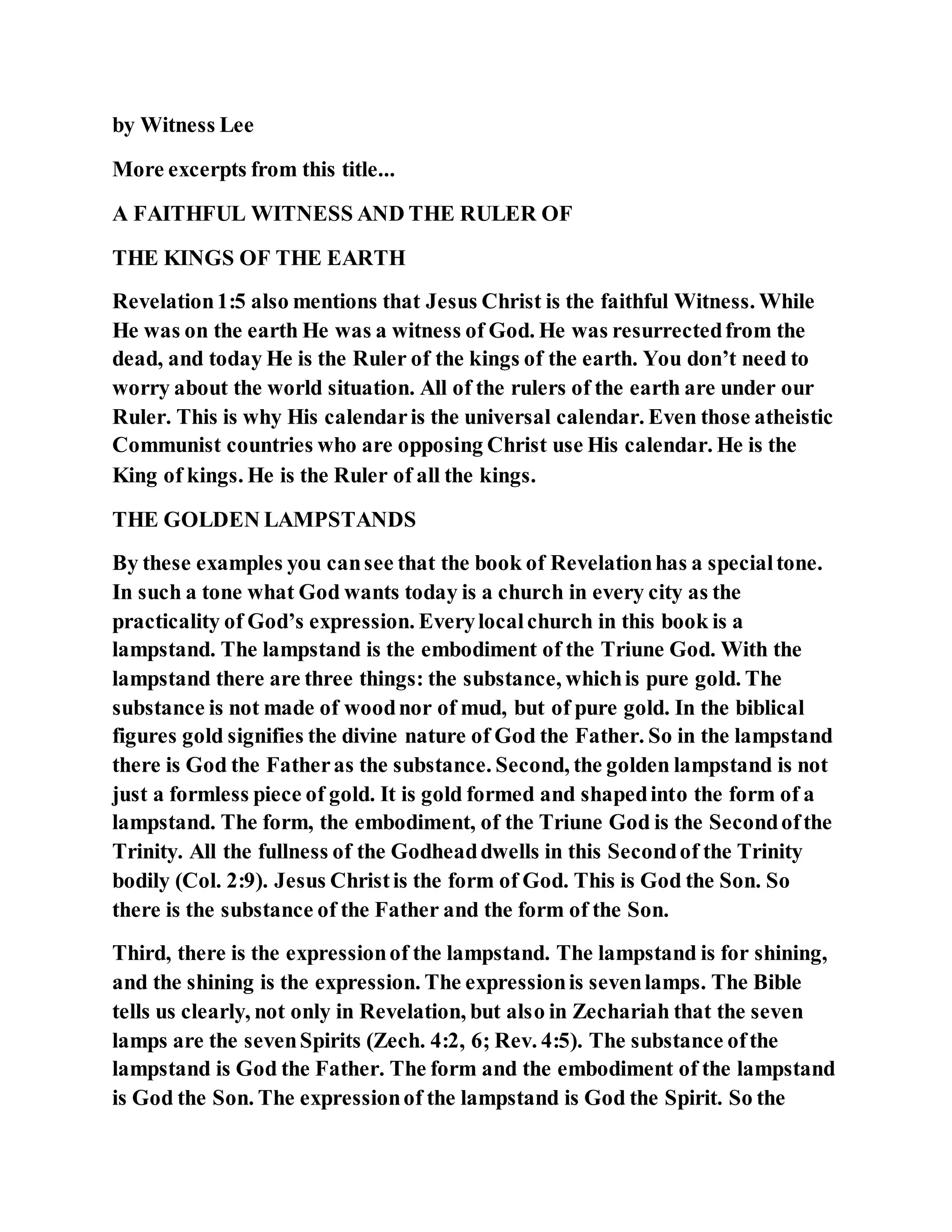 Jesus was the ruler of the kings of the earth | DOCX | Christianity ...