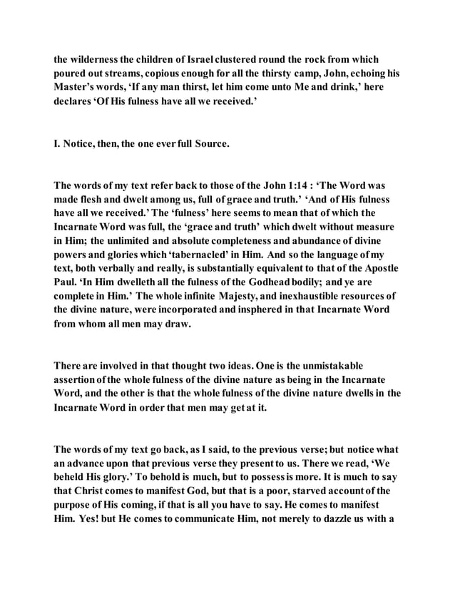 Jesus was the source of grace upon grace | DOCX