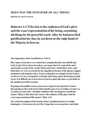 Jesus was the sustainer of all things | PDF