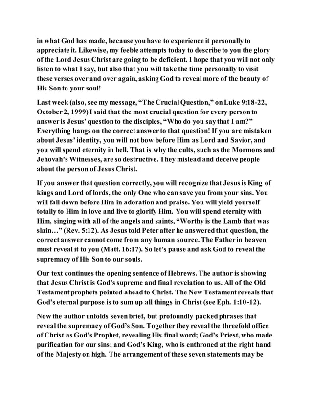 Jesus was the sustainer of all things | PDF